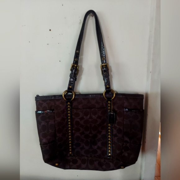 Coach | Bags | Coach Signature Studded Tote Shoulder Handbag | Poshmark
